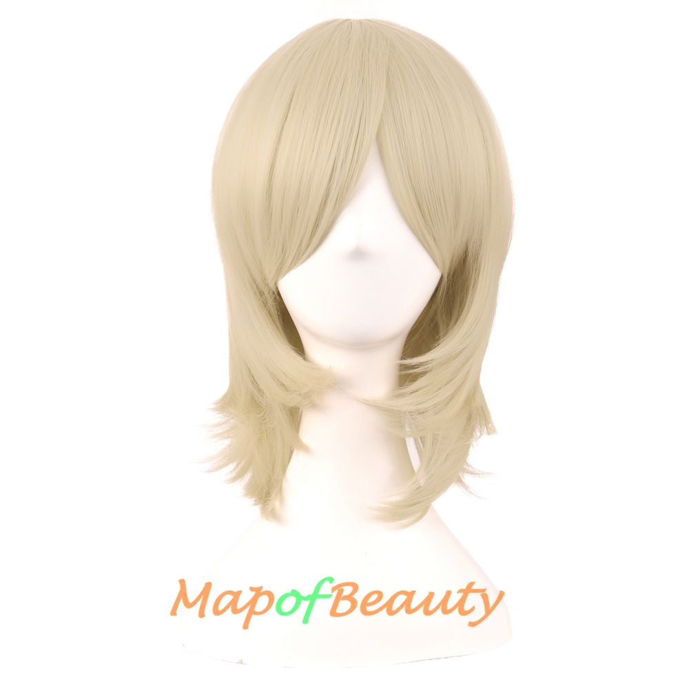 Short Layered Wigs With Bangs Synthetic Fiber Shoulder Length Hair for ...